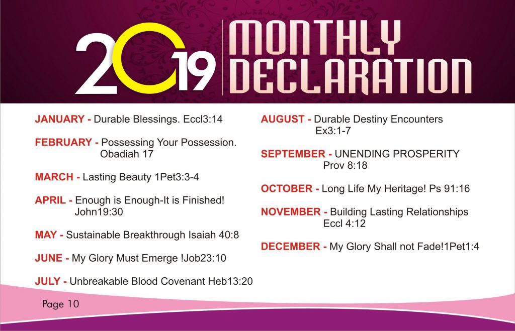 MONTHLY DECLARATION - Victory Life Ministries International